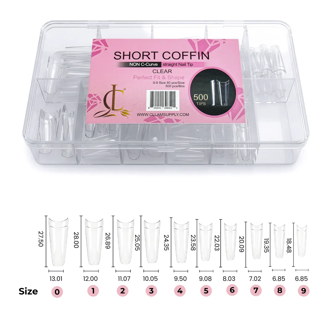 Short Coffin Tips, Clear - Cllam Supply
